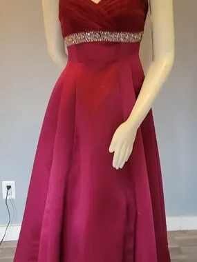 Dresses | Strapless Burgundy Evening Gown With Embellished Waist Size 1 ...